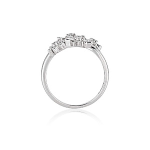 Jewelili Enchanted Disney Fine Jewelry Sterling Silver With 1/10 Cttw Diamonds Elsa Snowflake Ring, Size 5