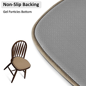 Shinnwa Windsor Chair Cushions Farmhouse Seat Cushion for Kitchen Chairs Brown Non Slip Chair Pads for Dining Room with Foam Padding and Textured Cover 4 Pack (17 x 15.5 Inches)