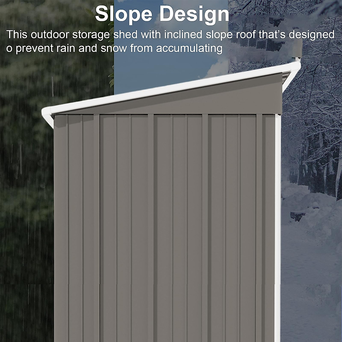 VOTSMOKK 5 x 3 FT Outdoor Storage shed, Metal Tool Shed Storage House with Lockable Door, Small Shed Outside Storage Waterproof Shed for Backyard, Garden and Patio, Grey