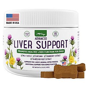 iHeartDogs Advanced Milk Thistle Liver Supplement for Dogs - Dog Liver Support with Milk Thistle, Turmeric Curcumin, Cranberry & Dandelion Root Extract