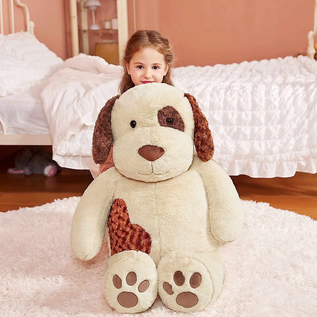IKASA Giant Dog Labrador Stuffed Animal Plush Toys,Puppy Soft Toy Large Cute Huge Jumbo Big Size Plushie,Gifts for Kids (30 inches, Light Brown)
