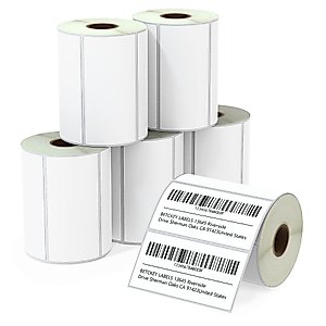 BETCKEY - 4" x 2" (102 mm x 51 mm) Barcode Shipping & Multipurpose Labels Compatible with Zebra & Rollo Label Printer,Premium Adhesive & Perforated [6 Rolls, 4500 Labels]