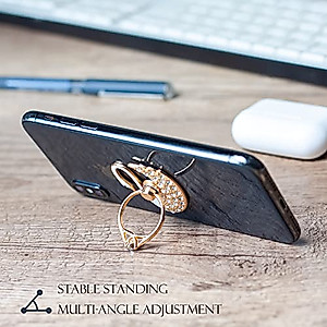 [2 Packs] Swan Glitter Bling Bling Phone Ring Holder, Sparkle Phone Ring Grip Artificial Diamond Stand,Rhinestone Cell Finger Ring for Phones,Pad