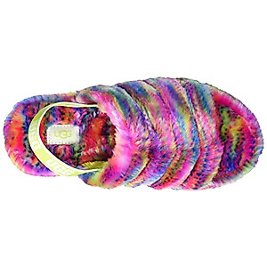 UGG Girls K Fluff Yeah Pixelate Slipper, White, 6 Big Kid