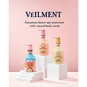 VEILMENT NATURAL SPA 2-in-1 BODY WASH & BODY SCRUB BLACK ROSE(13.53fl.oz) - Natural Exfoliating Salt Scrub for Deep Cleansing - Effective on Scars & Wrinkles - Exfoliate & Moisturize Skin Polishes