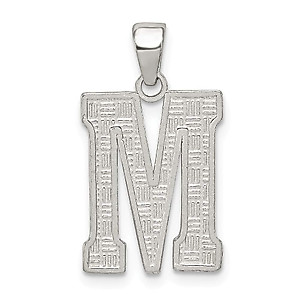 Solid 925 Sterling Silver Initial Letter M Alphabet Charm Pendant 25mm