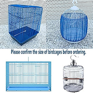 Lemengtree Bird Cage Cover Universal Birdcage Seed Catcher Guard Net Cover, Parrot Nylon Mesh Net Cover, Airy Gauze Birdcage Accessories Mesh Net Cover for Round Square Cages (Blue-Mesh Net Cover)