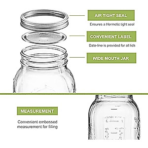 Regular Mouth 32 oz Quart Mason Jars With Lids And Bands 12-Pack) Bundled With, KangarooBands Jar Opener, And Package Of Jar Labels | Canning, Fermenting, Pickling, DIY Decors Projects