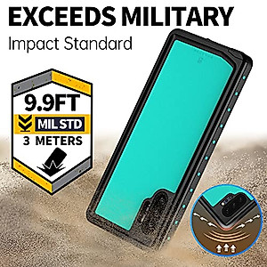 BEASTEK for Samsung Galaxy Note 10 Plus Waterproof Case, NRE Series Shockproof IP68 Certified Case with Built-in Screen Protector Heavy Duty Cover, Galaxy NOTE10 Plus 6.8 inch (Teal)