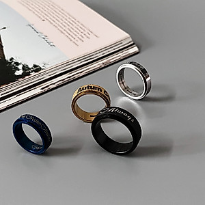 EBAT Personalized Anxiety Ring for Women Men Daughter Kids, Spinning Jewelry Gift for Couple, Custom Fidget Spinner Rings, Stainless Steel Ring Engraved Customized Name, 6MM/8MM, Size 4-12, Comfort Fit