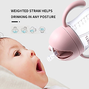 FDBTL Baby Soft Spout Sippy Cups, Learner Cup with Removable Handles, Leak-Proof, Spill-Proof, A Straw Brush, Break-Proof Cups for Toddlers Infant (Pink 9oz)