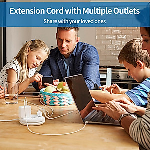 Travel Power Strip, NTONPOWER 3 Outlets 3 USB Portable Desktop Charging Station Short Extension Cord 15 inches for Office, Home, Hotels, Cruise Ship, Nightstand, White