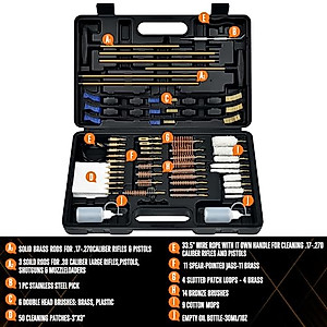 GLORYFIRE Elite Gun Cleaning Kit Universal Gun Cleaner for Shotgun, Pistol, Rifle, All Guns with Lightweight Carrying Case, Reinforced and Lengthened Rods and Steel Wire, High-end Double Head Brushes