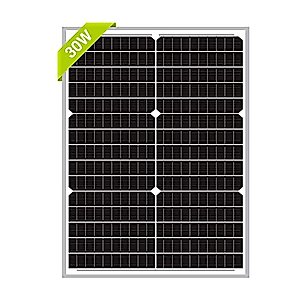 Newpowa 9BB 30W 12V Solar Panel High-Efficiency Monocrystalline 12V PV Module Designed for 12V Off Grid System, Charge Your 12V Battery of RV, Boat, Camper, Trailer, Gate Opener(30W New)