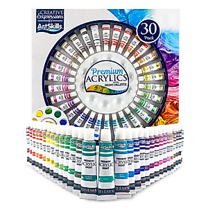 ArtSkills Acrylic Paint Set, Hobby Art & Craft Paint Kits for Adults & Kids with Paint Palette for Acrylic Painting, 30 pc