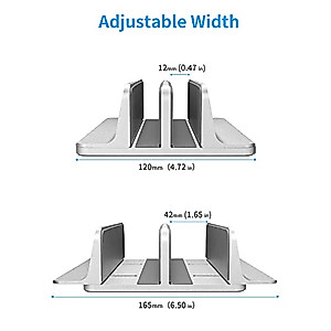 JARLINK (Upgraded Dock Version Vertical Laptop Stand, Double Desktop Stand Adjustable Laptop Holder (up to 17.3 inches) Compatible with All MacBook Pro/Air/Microsoft Surface (Silver)