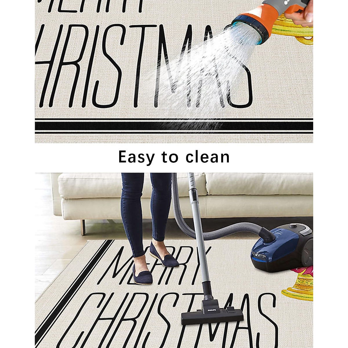 Christmas Outdoor Rugs for 4'x6' Patios Clearance, RV Camping Mat Rug Portable Outside Rug Indoor Outdoor Area Rug Mat for Beach Deck Pool Farmhouse Country Bell Stripes