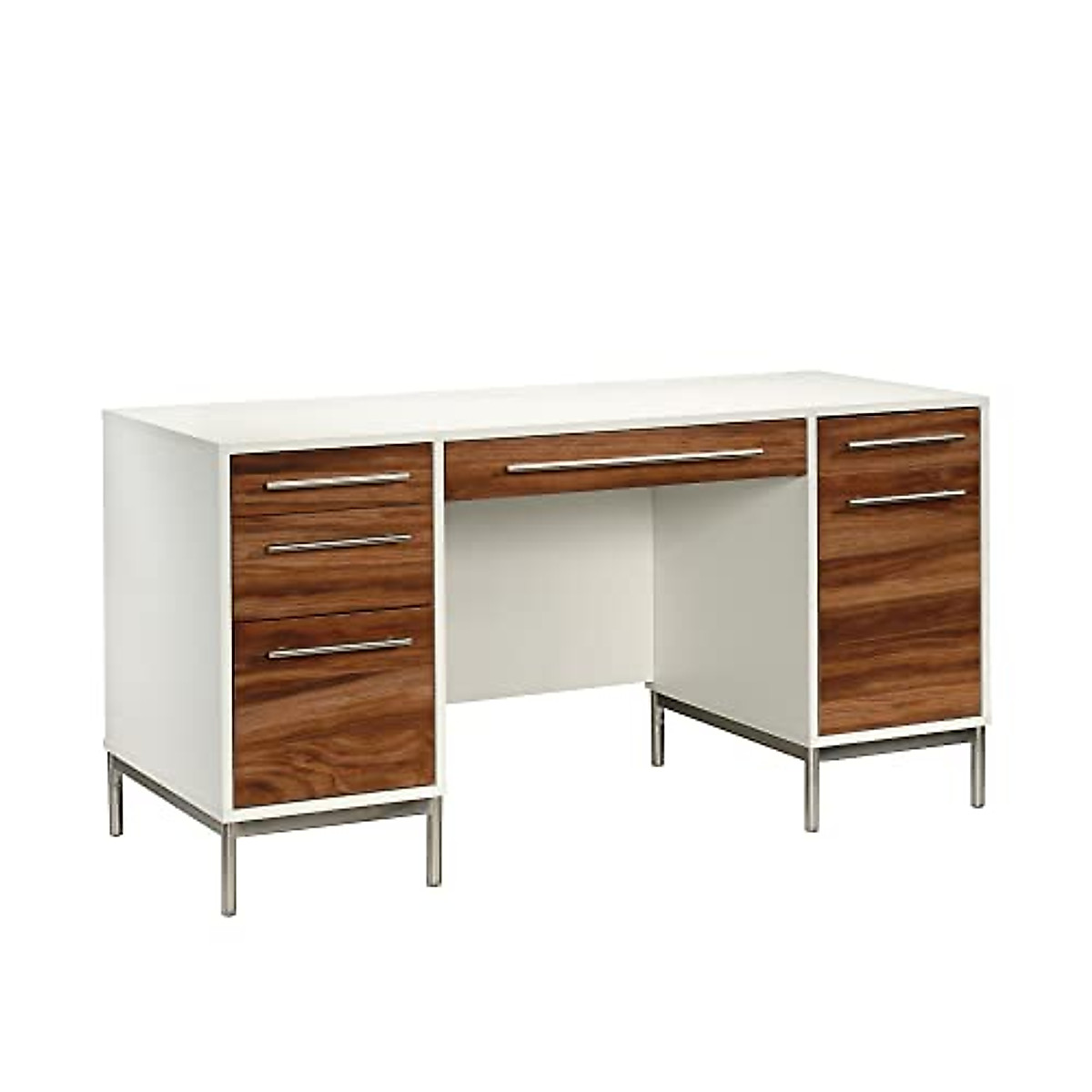 Sauder® Vista Key 60"W Executive Desk, Pearl Oak/Blaze Acacia