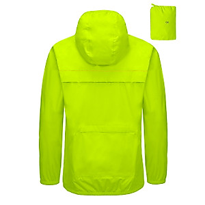 Little Donkey Andy Men's Cycling Stretch Rain Jacket with Hood, Windproof and Waterproof, Ultralight Golf Windbreaker,Packable Size XL