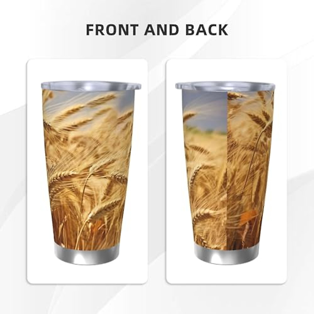 Wheat Harvest Tumbler with Lid and Straw 20oz Stainless Steel Car Cup for Hot and Cold Drinks, Double Wall Insulated Travel Coffee Mug Reusable Drink Thermos Cup Birthday Gifts