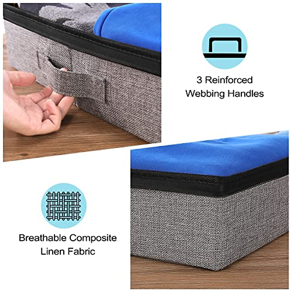 TidyCorner 2-Pack Under Bed Storage Containers, 4.5 Inches Tall Low Profile Underbed Clothes Storage Organizer Bin with Sturdy Sidewalls/Bottom, Under the Bed Storage Bags 2 Storage Thin Bins
