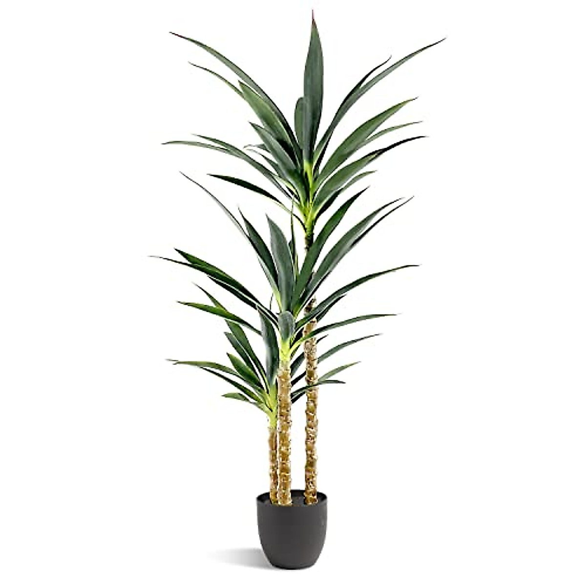 Waoops Artificial Tree 4.7Ft Faux Agave Plant with 3 Heads in Plastic Pot Fake Tree for Home Decor Indoor or Outdoor Office Decoration Housewarming Gift(4.7 Feet-1 Pack)