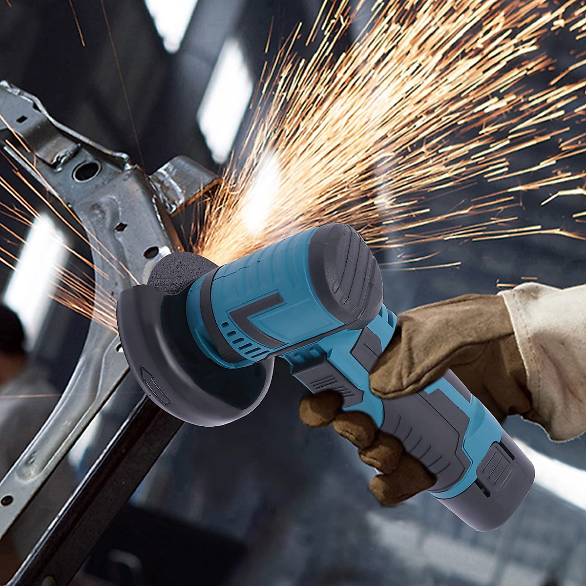 Mini Angle Grinder Mini Cordless Angle Grinder with Two Battery, Metal Cutter Machinefor Cutting Polishing Ceramic Tile Wood Stone Steel 500W 12V