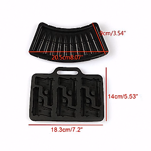 MoldFun 2-Pack Handgun and Bullet Ice Cube Trays Set - Cool TPR Pistol and AK47 Bullet Maker Molds for Whiskey Cocktails Ice Cubes, Chocolates, Jello Shots