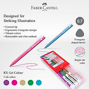 Faber-Castell RX Gel Color Pen (0.7mm, Wallet of 5 pcs)