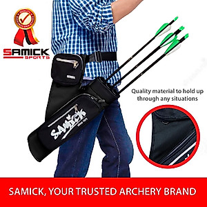 SAMICK SPORTS Archery Arrow Quiver - Adjustable Waist Hanged Quiver with 3 Removable Tubes & Pockets for Archery Arrows Case & Equipment - Ideal for Hunting & Target Practice - Right Handed Only