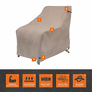 Modern Leisure Basics Patio Chair Cover - Waterproof Fabric - Outdoor Furniture Protection Perfect for Patio, Deck, and Porch - 27" L x 34" W x 31" H - Sandstone