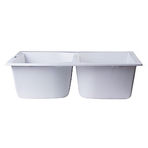 ALFI brand AB3220DI-BLA Drop-In Double Bowl Granite Composite Kitchen Sink, 32", Black