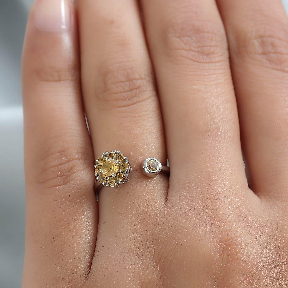 Shop LC Citrine Spinner Anxiety Ring for Women 925 Sterling Silver Platinum Plated Open Adjustable Birthstone Jewelry Stress Relief Gifts for Women Size 6-8 1.10 ctw Birthday Gifts