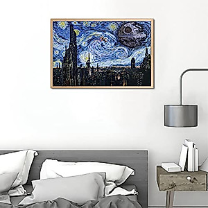 KEEITY Starry Night With Star Wars Poster Star Wars TV Wall Art Home Decor Canvas Wall Art for Teens Boys Girls Bedroom Decor 12X18 inch Unframed