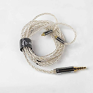 AIDERLOT MMCX Cable with mic,MMCX Eeadphones Upgrade Cable with 3.5mm Gold Plated Plug, 4 Strands Copper Silver Plated headphons Cable for Shure TIN FiiO Westone KZ BASN BGVP Tin Trn