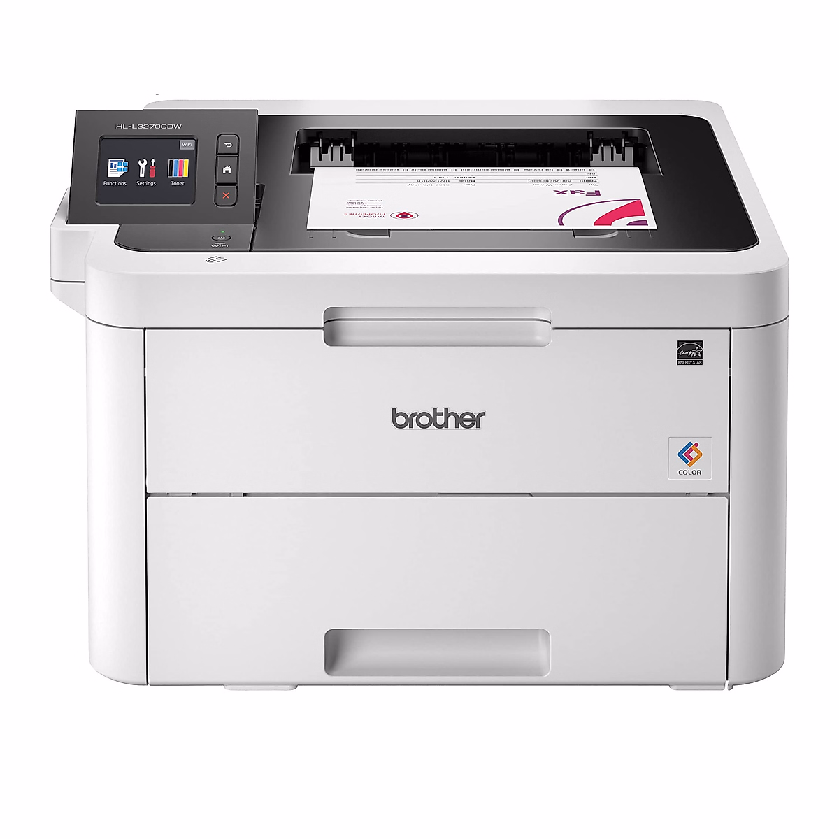 Brother HL-L3270 CDW Compact Wireless Digital Color Laser Printer with NFC for Home Office, White - Print Only - 2.7" Color Touchscreen, 25 ppm, 2400 x 600 dpi, Auto Duplex Printing, 250 Sheet