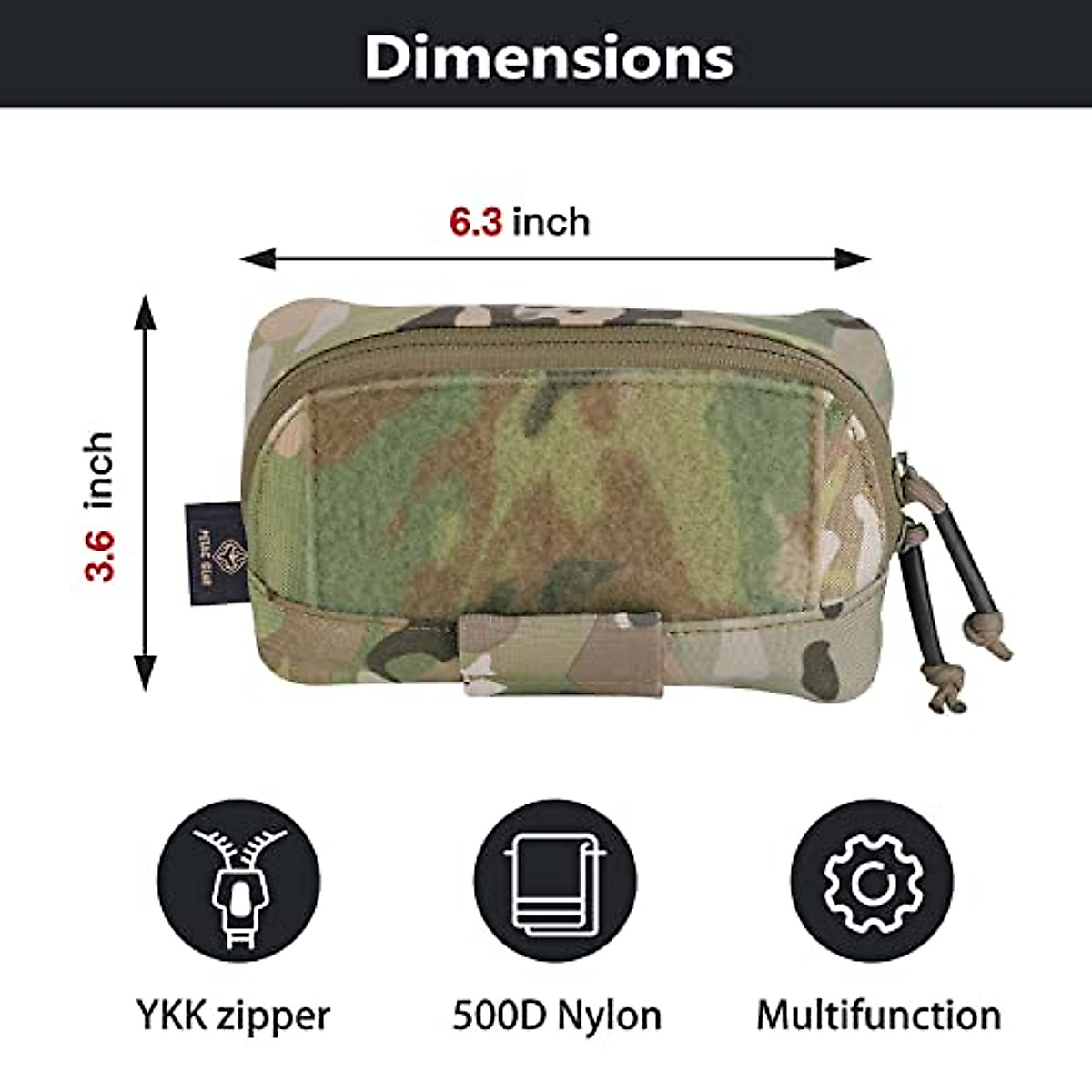 PETAC GEAR Tactical Molle Admin Pouch, Small Organizer Pocket for Tactical Vest/EDC Gun Belt/molle Platform. (MC)