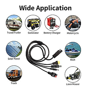 YACSEJAO Solar Connector to SAE Extension Cable 1.2M 14AWG 4-in-1 SAE to XT60 Female/DC 5.5x2.1mm / DC8mm /Solar Adapter Extension Cable for Automotive RV Solar Panel Car Truck