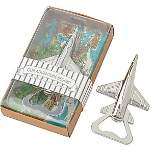 50 Packs Airplane Bottle Openers for Pilot/Veteran Adventure Travel Baby Shower Wedding Birthday Party Gifts Decorations Souvenirs for Guests with Individual Package (silver)