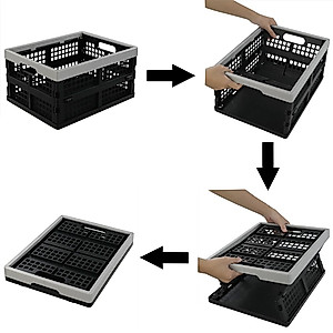 Jekiyo 16-Liter Folding Crates Storage, Collapsible Container Plastic, Set of 3