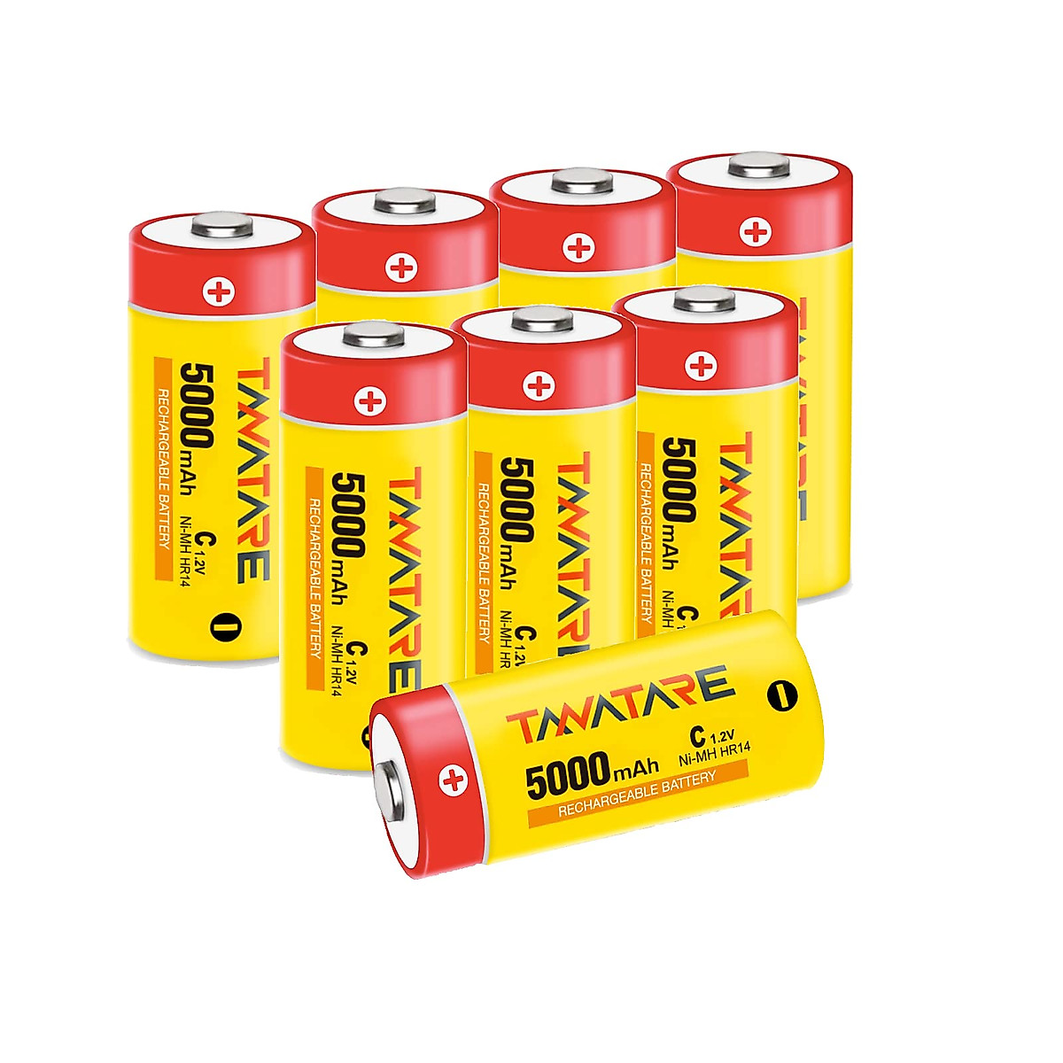 Tanatare 8 Pack C Rechargeable Batteries 5000mAh High Capacity 1.2V NiMH C Size Batteries with Long Lasting Power for Household Devices