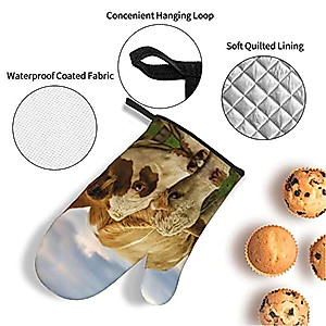 Milk Cow Home Oven Gloves and Pot Holders 4-Piece Set for Kitchen Cooking and Baking High Heat Resistant Set