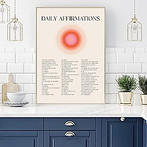 Daily Affirmation Wall Art Inspirational Canvas Wall Art Prints Trendy Words of Affirmation Wall Art Words of Affirmation Poster Motivational Pictures for Girl Woman Bedroom Decor 16x24 Inch UNFRAMED