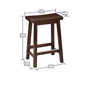Amazon Basics Solid Wood Saddle-Seat Kitchen Counter-Height Stool - Set of 2, 24" Counter Stool, Walnut Finish