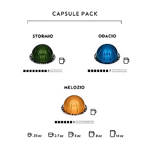 Nespresso VertuoPlus Coffee and Espresso Machine Bundle by De'Longhi with Vertuoline Variety Pack Coffees included