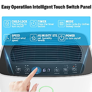 Kndko 2000 Sq. Feet Dehumidifiers, 30 Pint Dehumidifier for Basement, Home and Bedroom With Auto or Manual Drainage - Dehumidifiers With Drain Hose, 3 Operation Modes & 12HR Timer