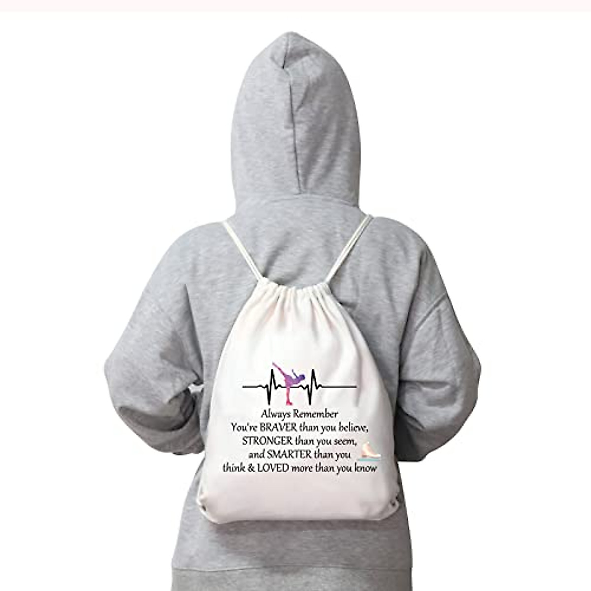 Ice Skating Gifts Skating Cosmetic Bag Figure Skating Gifts Makeup Bag Skate Lover Gift for Women Ice Skater Gifts Zipper Pouch Travel Bag Zipper Storage Organizer (Skating Drawstring Backpack Bag)