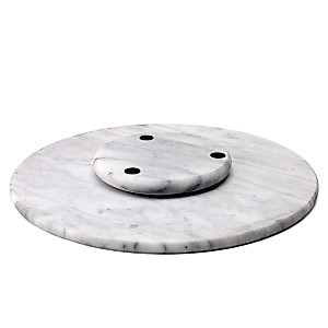 Unknown1 Off/White Marble 12" Lazy Rotating Serving Board White Stoneware