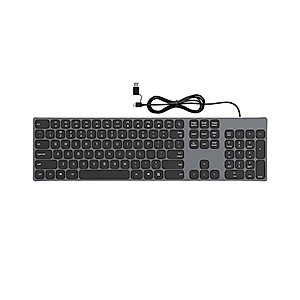 9H Aluminum USB Wired Keyboard with Numeric Keypad for PC Windows 10/8 / 7 / Vista/XP