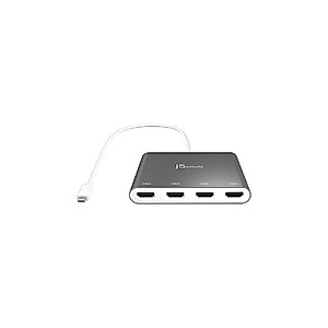 j5create USB-C to 4 Port HDMI Adapter Hub- Multi Monitor Splitter - Support 4 1080p 60Hz Displays - Compatible with Type-C MacBook and Windows Laptop (JCA366)